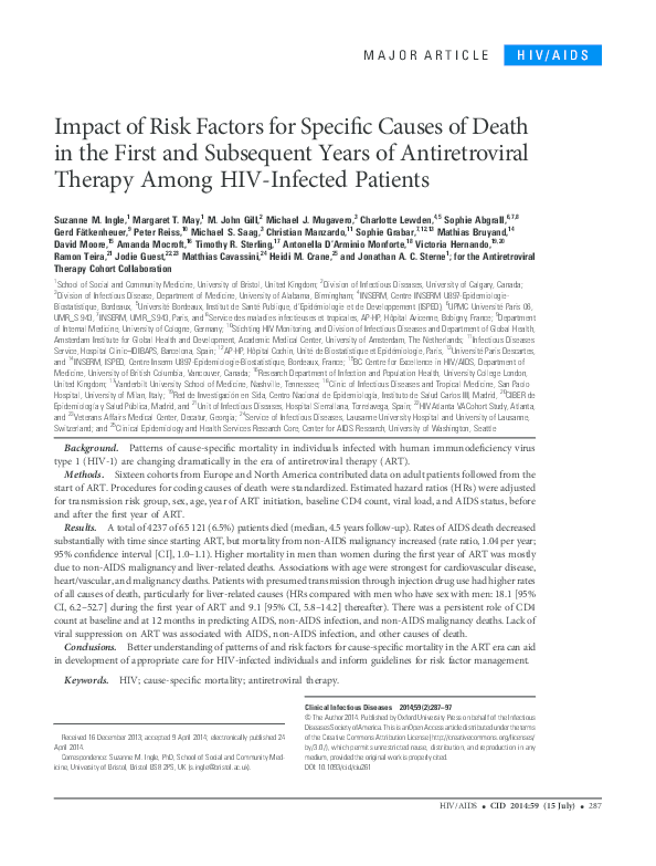 (PDF) Impact of risk factors for specific causes death in the first and ...