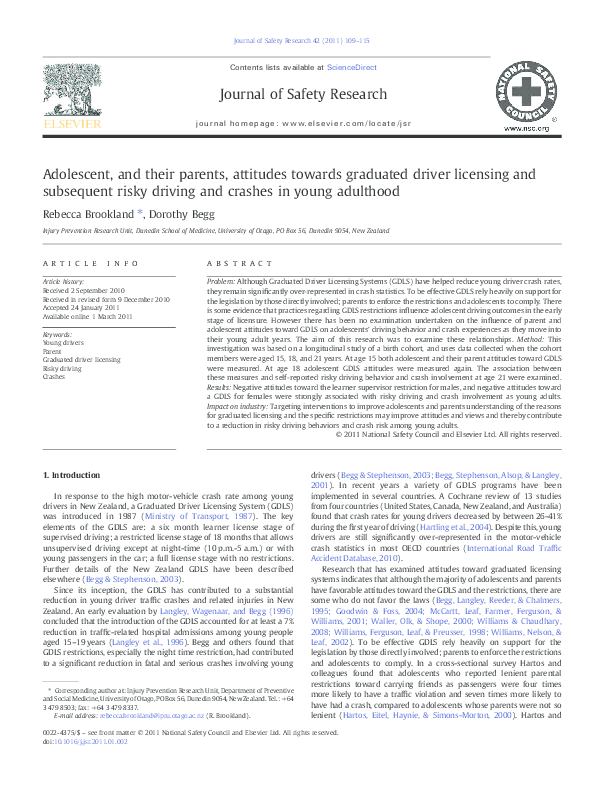 (PDF) Adolescent, and their parents, attitudes towards graduated driver ...