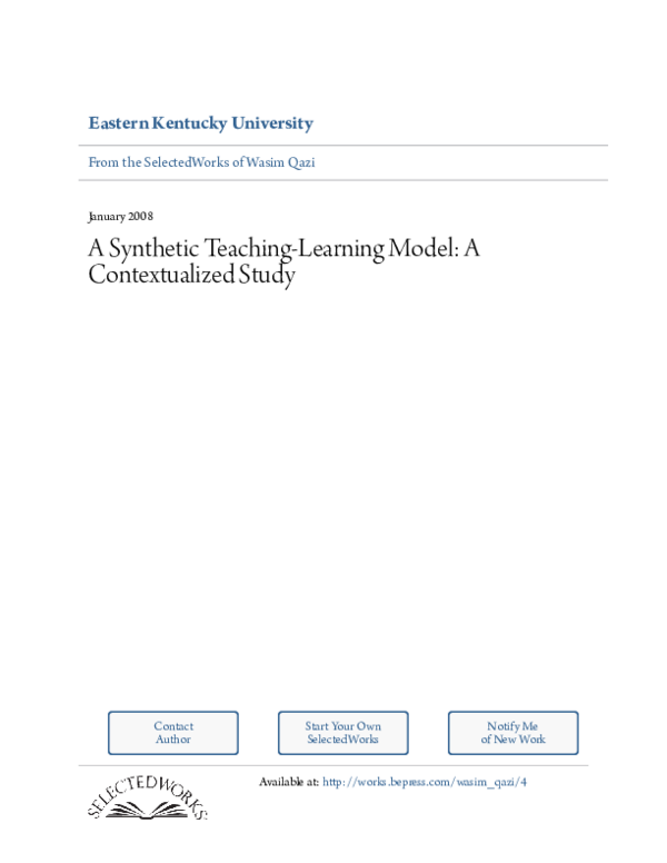 (PDF) A Synthetic Teaching-Learning Model: A Contextualized Study