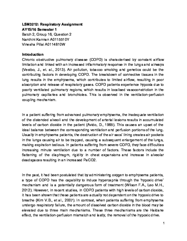 (PDF) Respiratory assignment