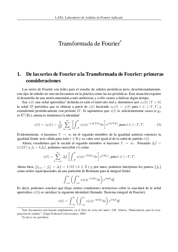 (PDF) Transformada fourier almira