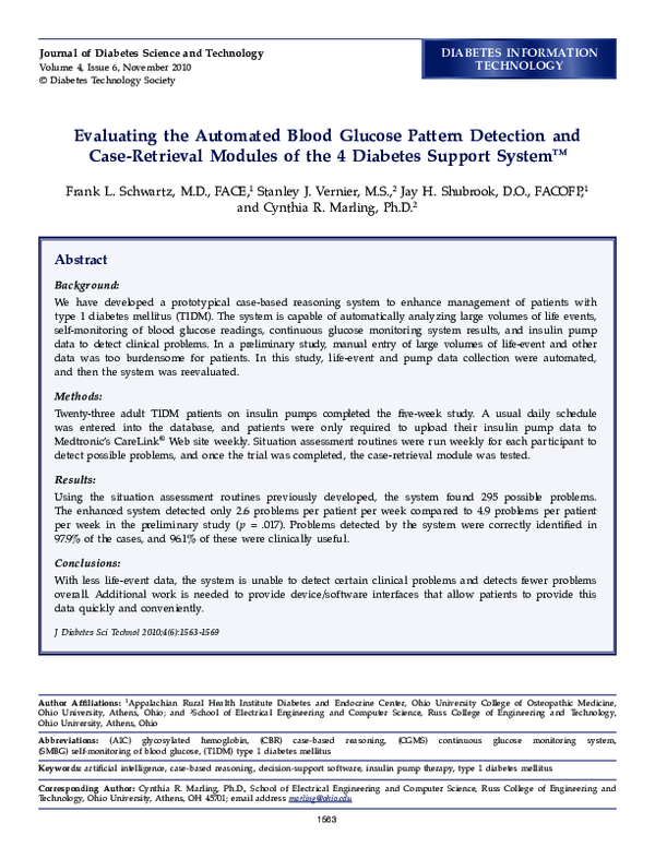 (PDF) The 4 Diabetes Support System: A Case Study in CBR Research and ...