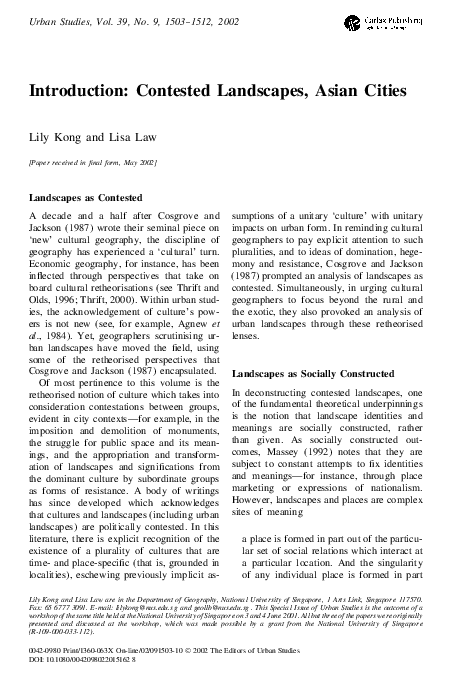 (PDF) Introduction: Contested Landscapes, Asian Cities