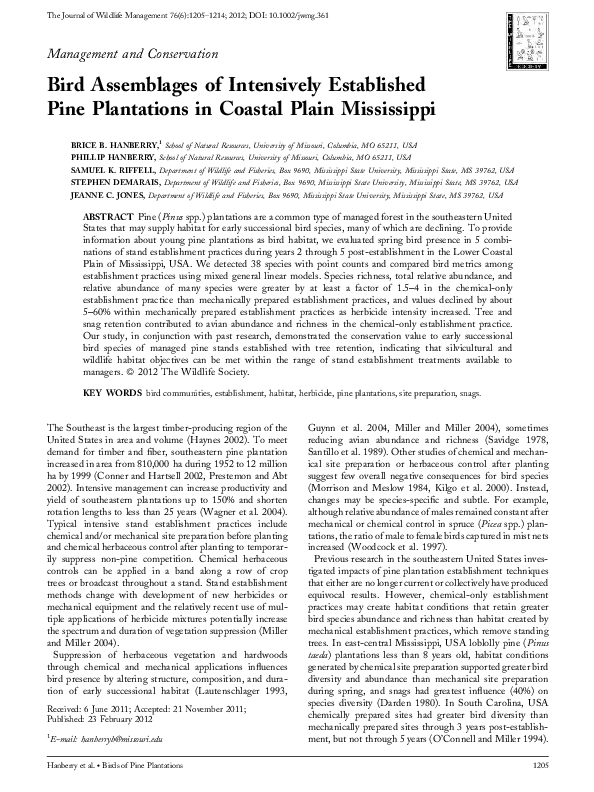 (PDF) Bird assemblages of intensively established pine plantations in ...