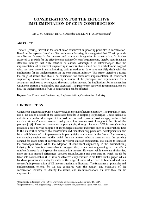 (DOC) Considerations for the Effective Implementation of Concurrent ...
