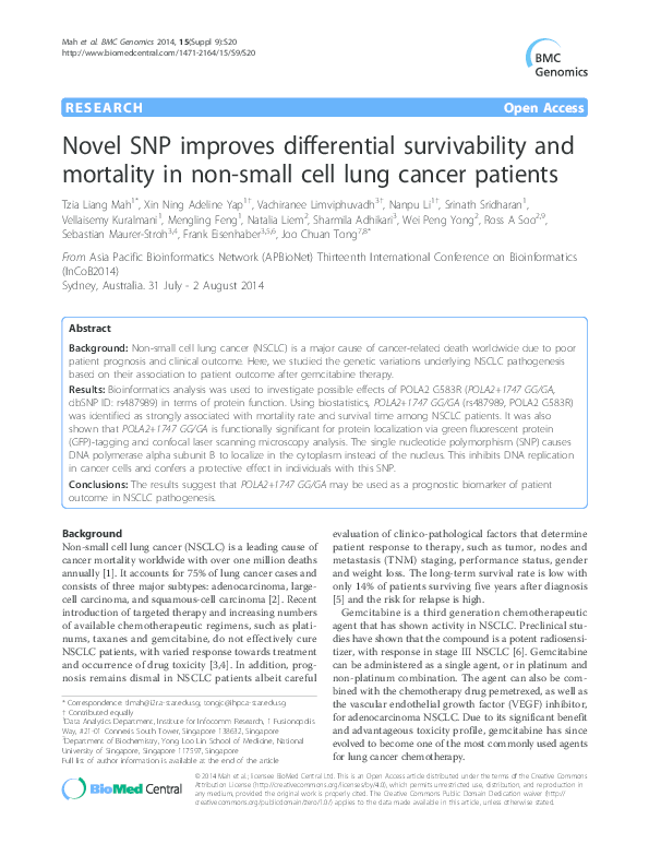 (PDF) Novel SNP improves differential survivability and mortality in ...