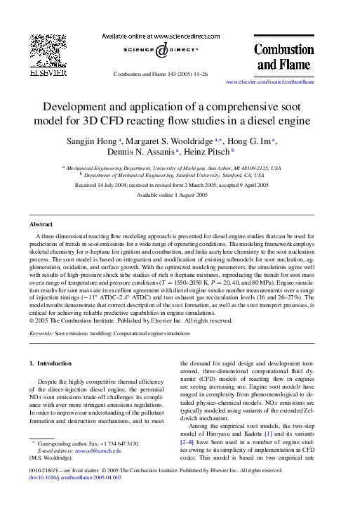 (PDF) Development and application of a comprehensive soot model for 3D ...