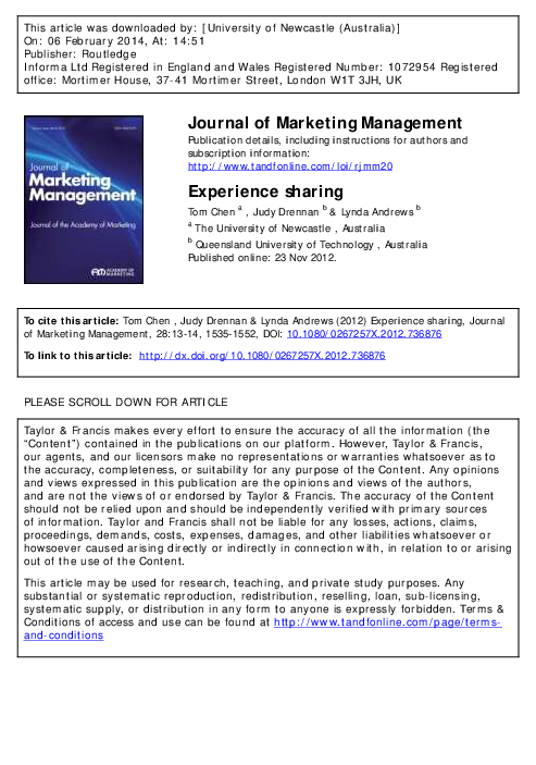 (PDF) Experience sharing