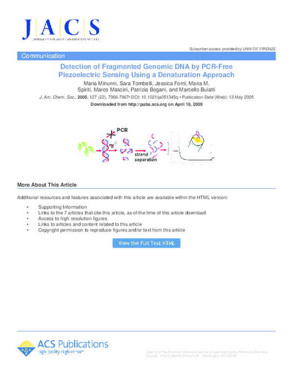 (PDF) Detection of Fragmented Genomic DNA by PCR-Free Piezoelectric ...
