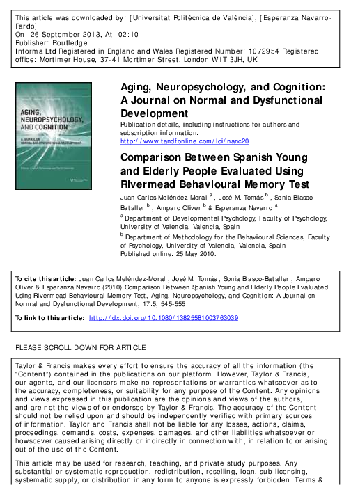 (PDF) Comparison Between Spanish Young and Elderly People Evaluated ...