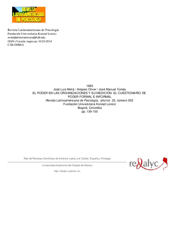(PDF) El poder en las organizaciones y su medición. El cuestionario de ...
