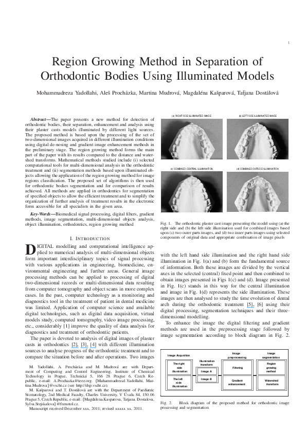 (PDF) Region Growing Method on Separation of Orthodontic Bodies Using Illuminated Models