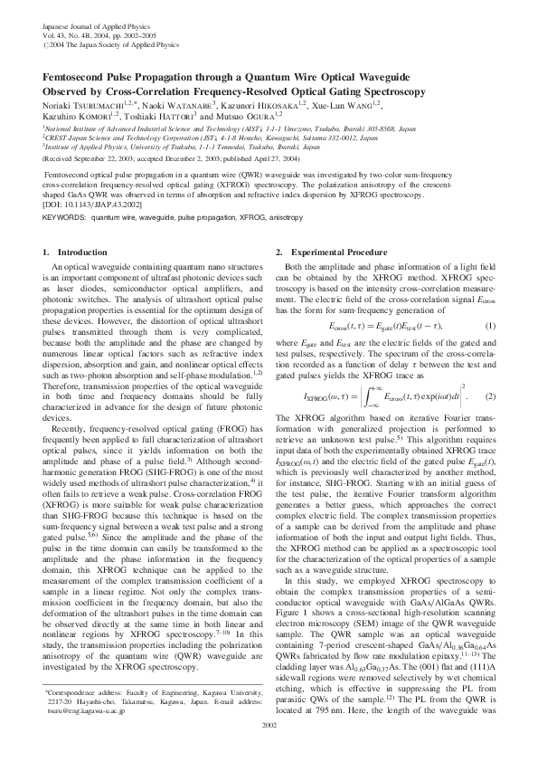 (PDF) Femtosecond Pulse Propagation through a Quantum Wire Optical ...