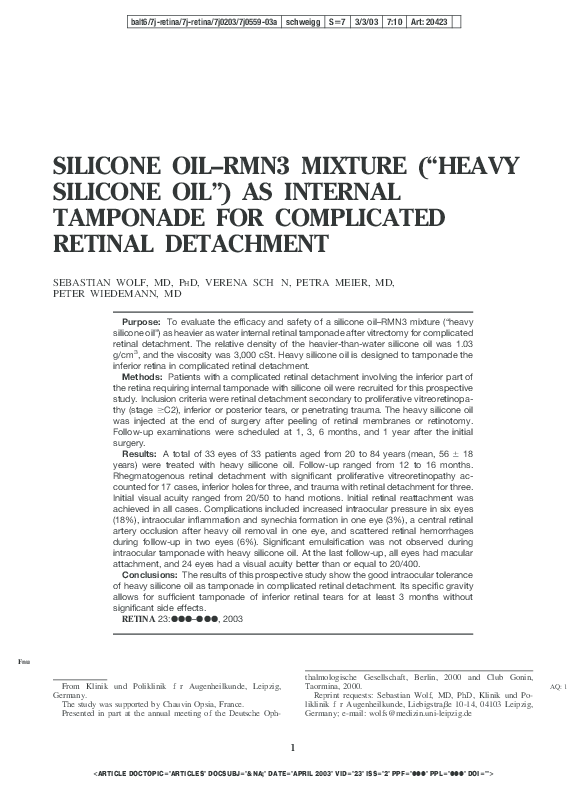 (PDF) SILICONE OIL-RMN3 MIXTURE (“HEAVY SILICONE OIL”) AS INTERNAL ...