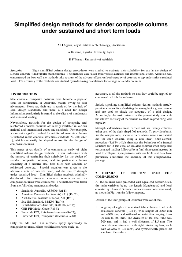 (PDF) Simplified design methods for slender composite columns under ...