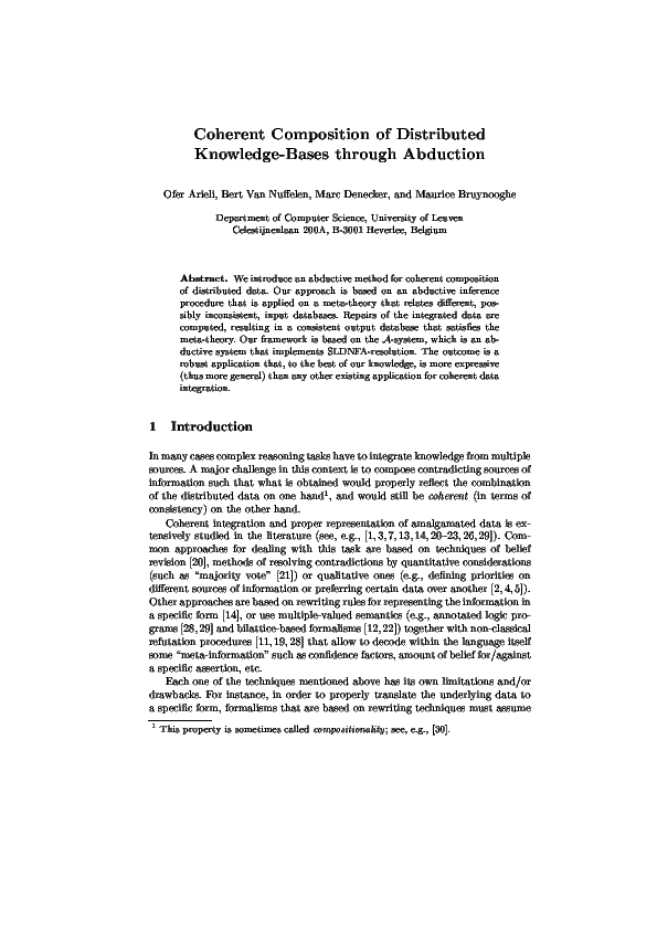 (PDF) Coherent Composition of Distributed Knowledge-Bases through Abduction