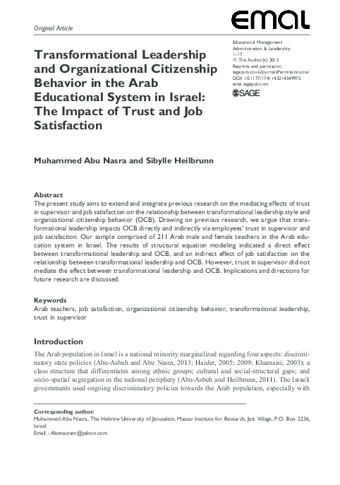 (PDF) Transformational leadership and organizational commitment: The moderating role of leaders ...