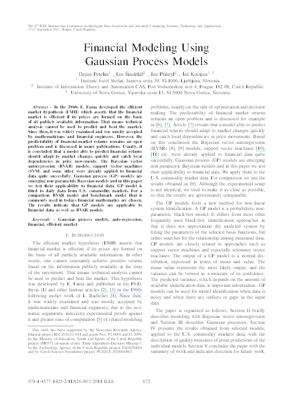 (PDF) Financial modeling using Gaussian process models