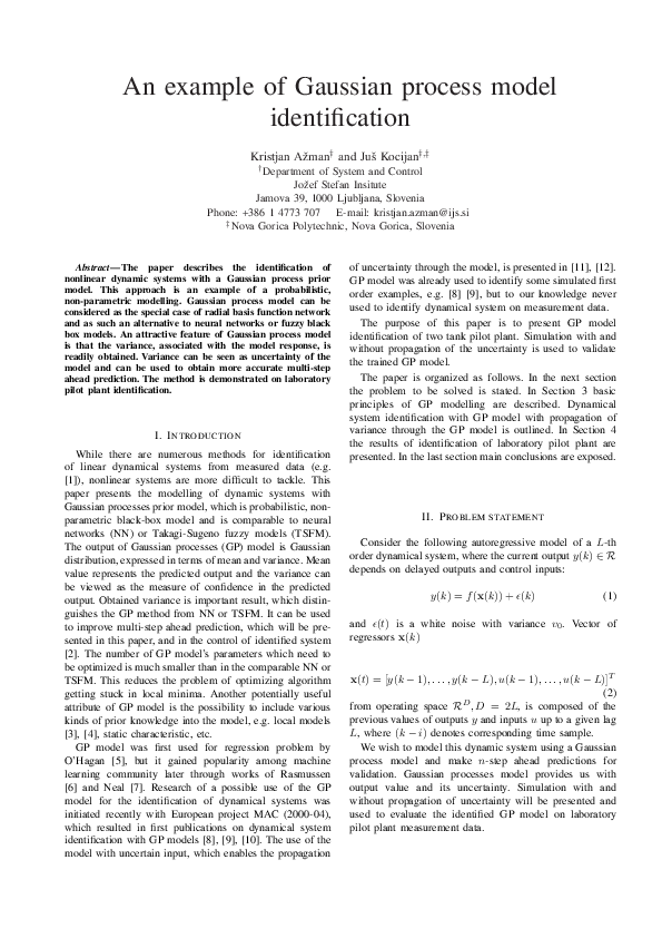 (PDF) An example of Gaussian process model identification