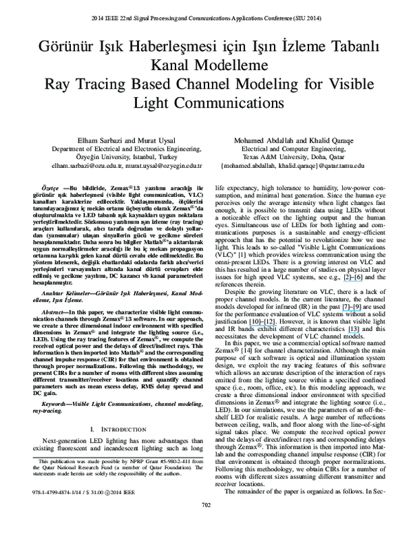 (PDF) Ray tracing based channel modeling for visible light communications