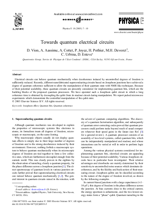 (PDF) Towards quantum electrical circuits