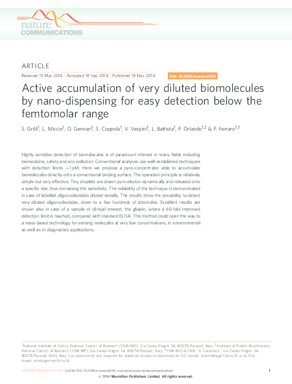(PDF) Active accumulation of very diluted biomolecules by nano ...