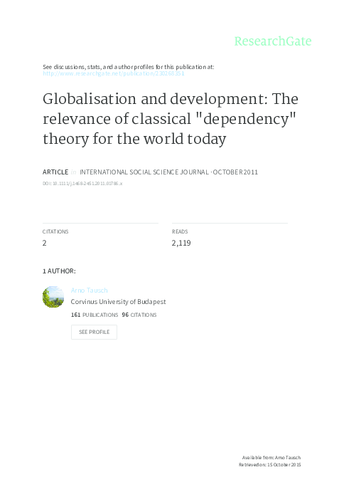 (PDF) Globalisation and development The relevance of classical dependency theory for the world today