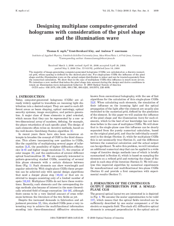 (PDF) Designing multiplane computer-generated holograms with ...