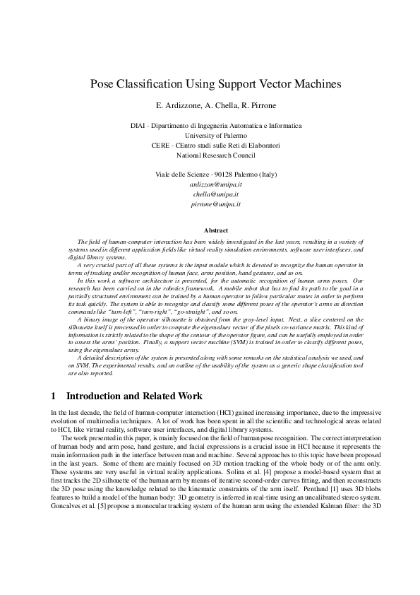 (PDF) Pose classification using support vector machines