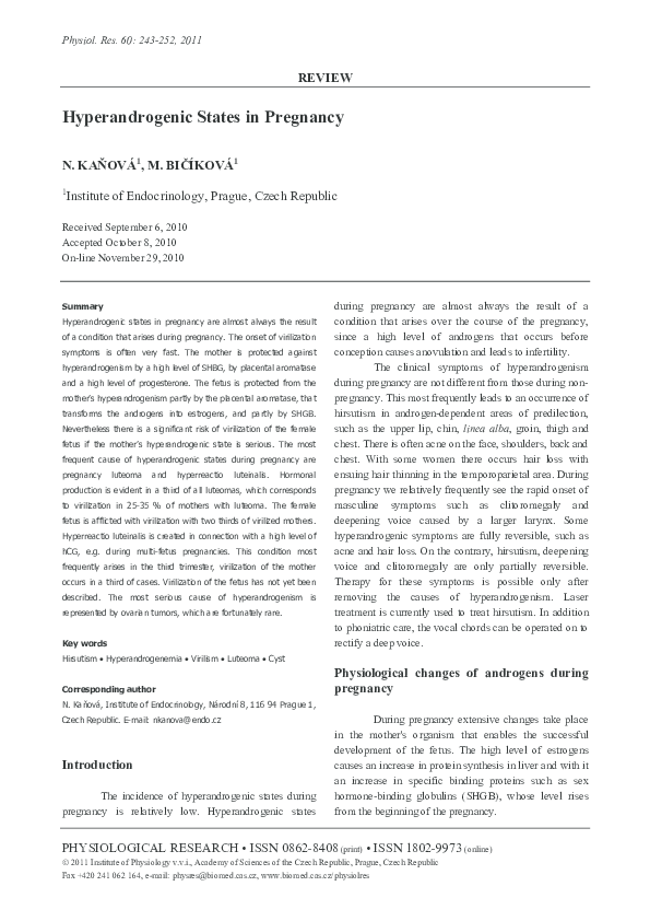 (PDF) Hyperandrogenic states in pregnancy