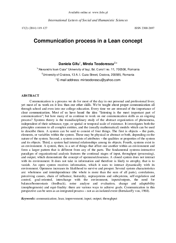 (PDF) Communication Process in a Lean Concept