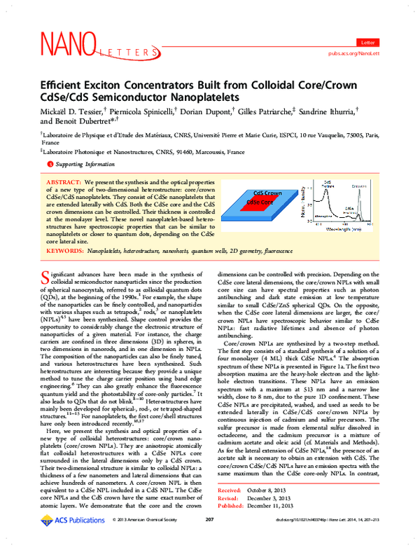 (PDF) Efficient Exciton Concentrators Built from Colloidal Core/Crown ...