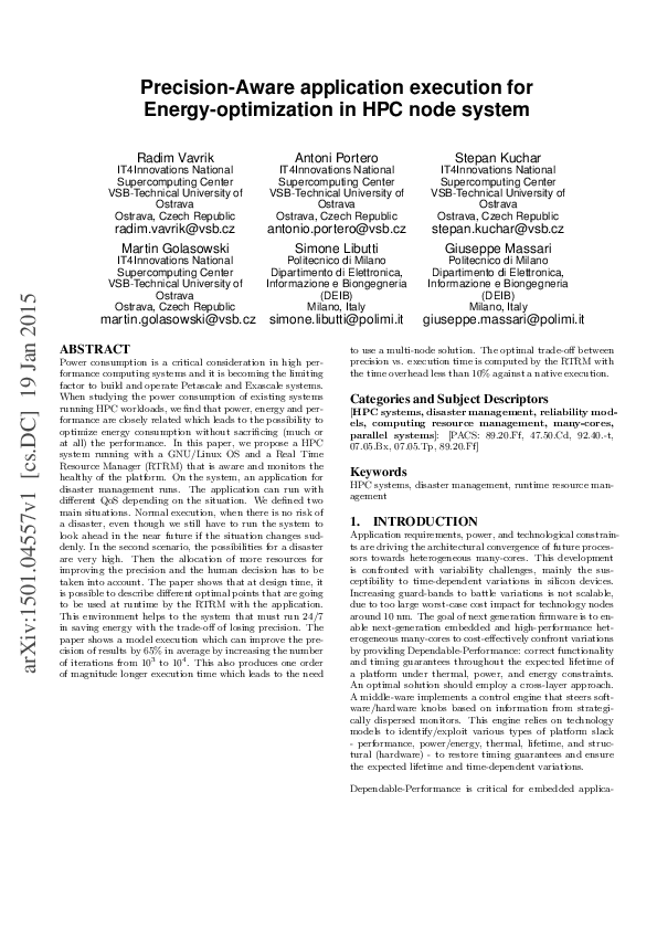 (PDF) Precision-Aware application execution for Energy-optimization in HPC node system