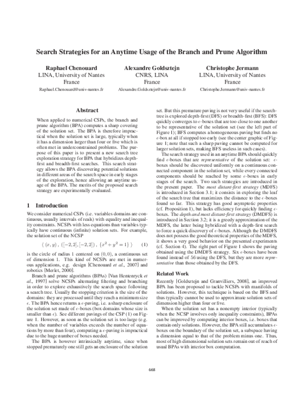 (PDF) Search Strategies for an Anytime Usage of the Branch and Prune Algorithm