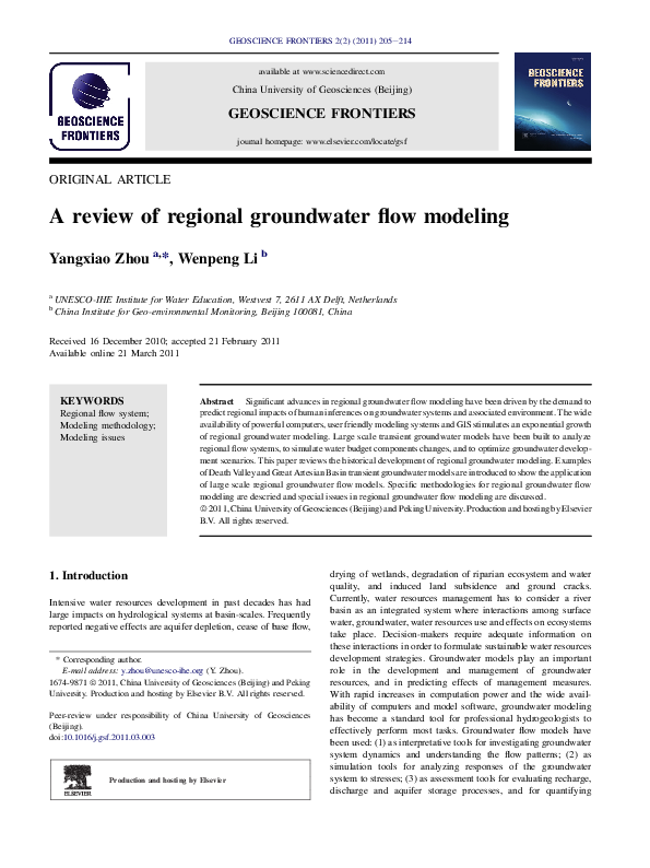 (PDF) A review of regional groundwater flow modeling