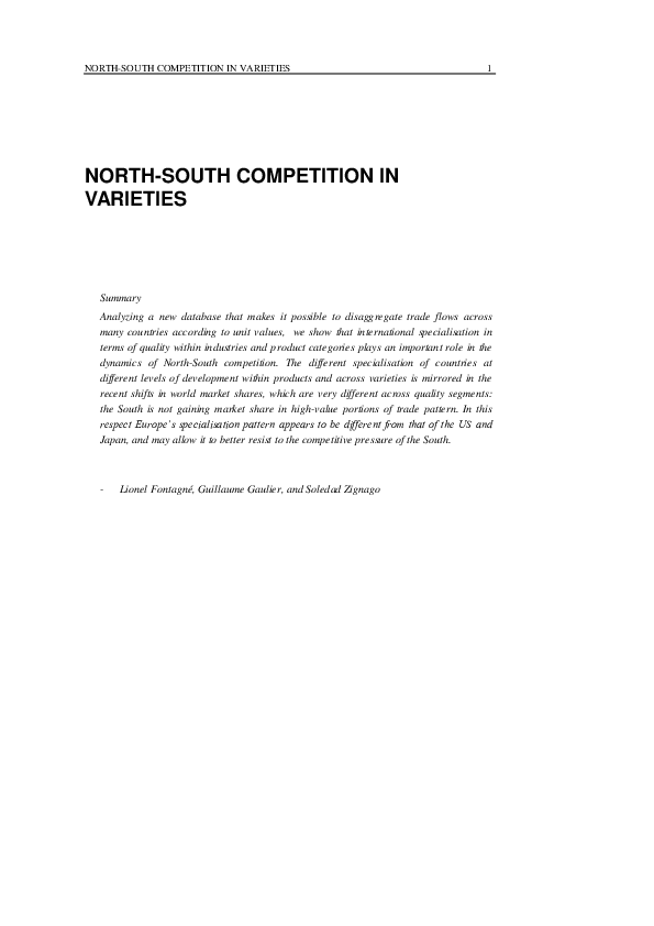 (PDF) Specialization across varieties and North-South competition ...