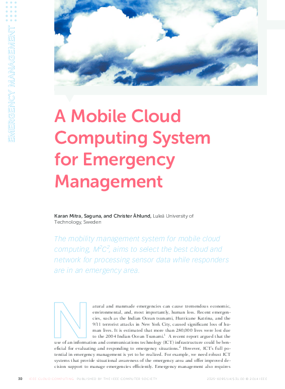 (PDF) A Mobile Cloud Computing System for Emergency Management