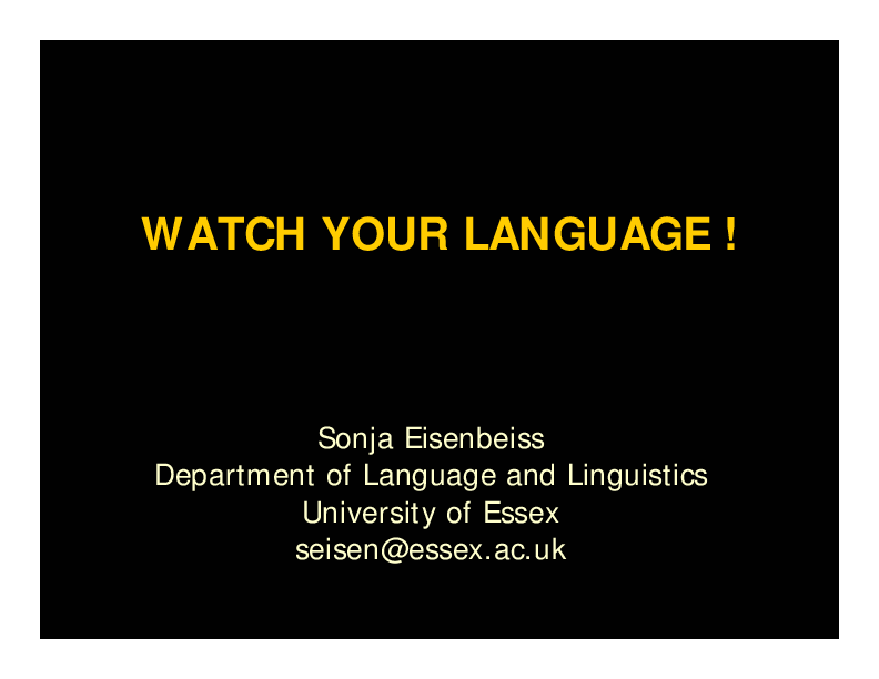 (PDF) "watch your language" - child-directed speech
