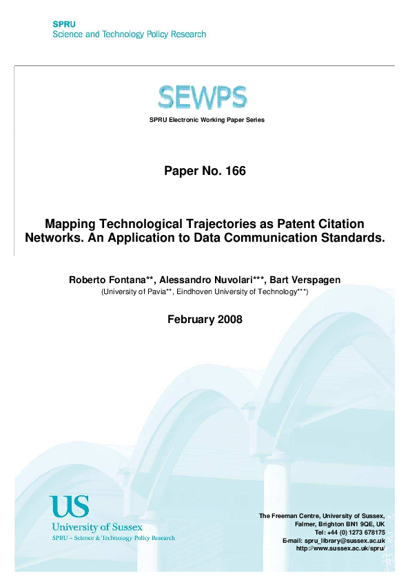 (PDF) MAPPING TECHNOLOGICAL TRAJECTORIES AS PATENT CITATION NETWORKS: A ...