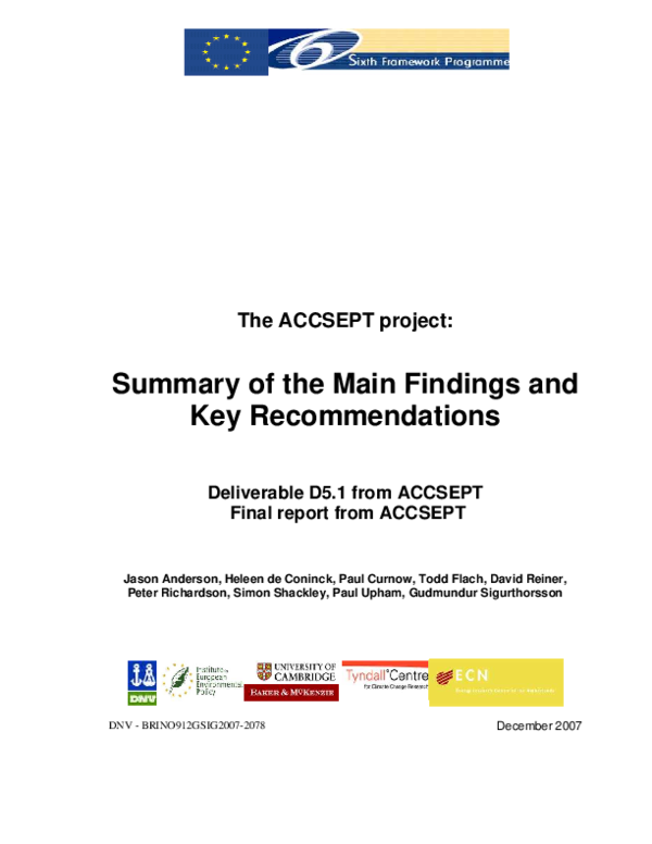 (PDF) Summary of the Main Findings and Key Recommendations