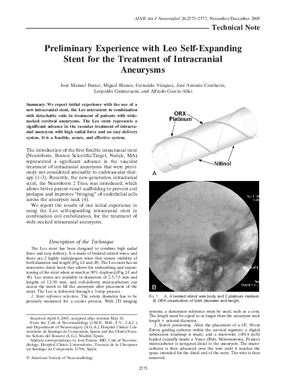 (PDF) Preliminary experience with Leo self-expanding stent for the ...