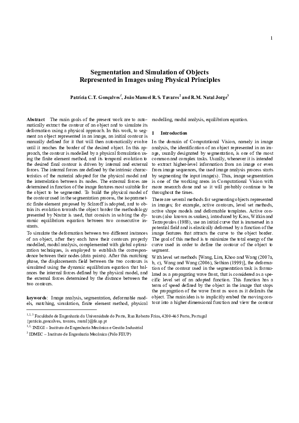 (PDF) Segmentation and Simulation of Objects in Pedobarography images ...