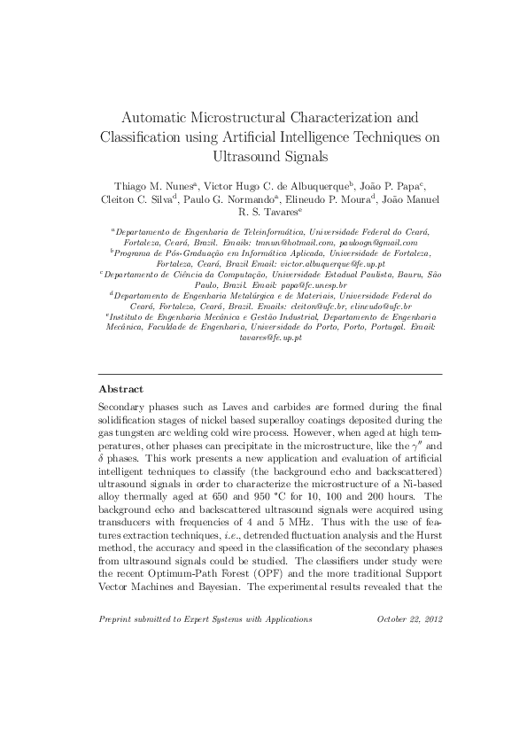 (PDF) Automatic microstructural characterization and classification using artificial ...