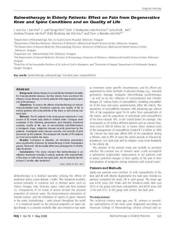 (PDF) Balneotherapy in elderly patients: effect on pain from ...