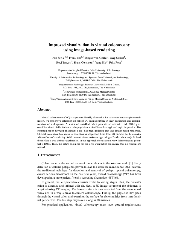 (PDF) Improved visualization in virtual colonoscopy using image-based rendering