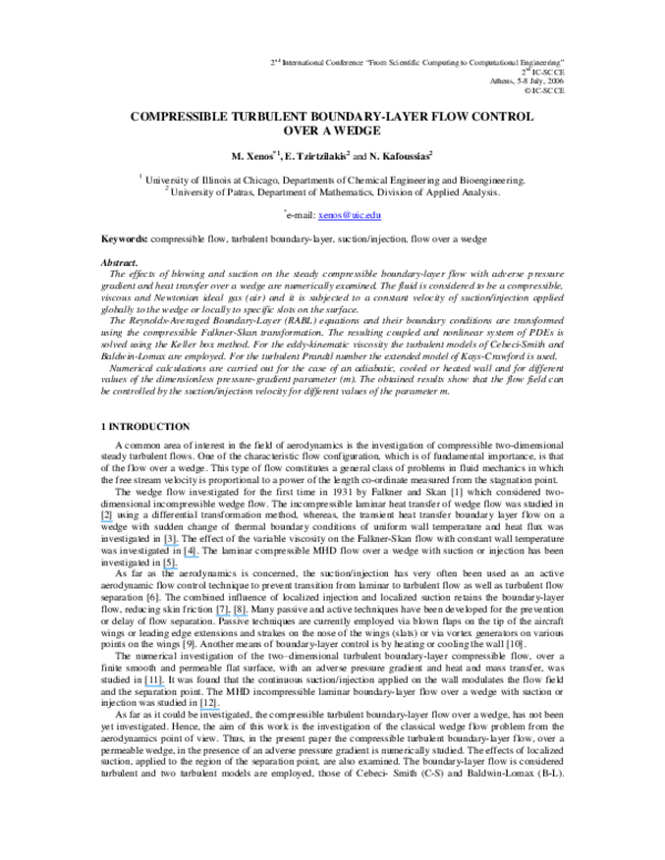 (PDF) Compressible turbulent boundary-layer flow control over a wedge