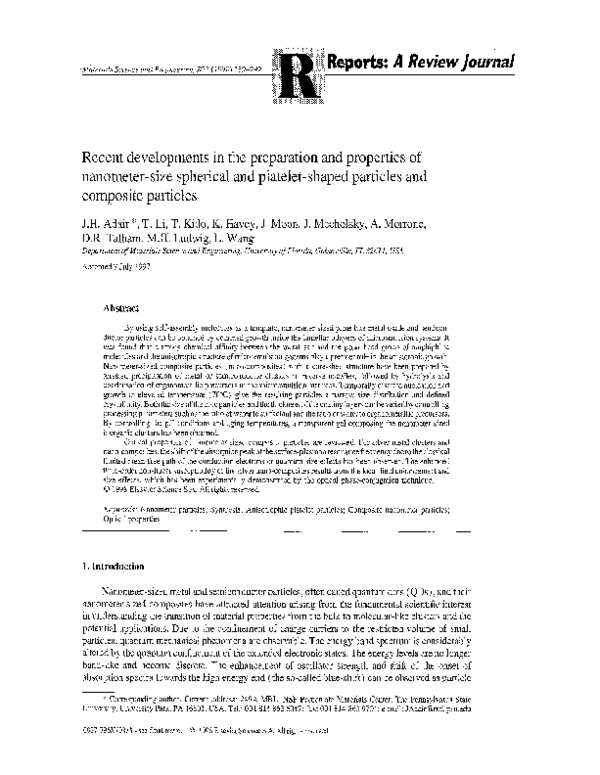 (PDF) Recent developments in the preparation and properties of ...