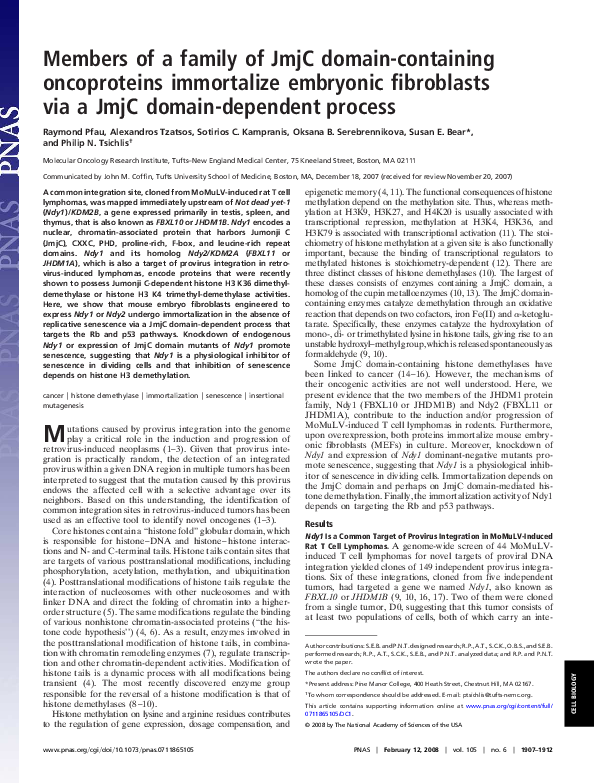 Members of a family of JmjC domain-containing oncoproteins immortalize ...