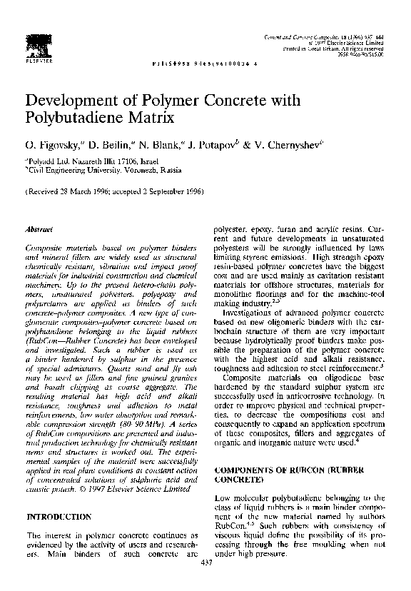 (PDF) Development of polymer concrete with polybutadiene matrix
