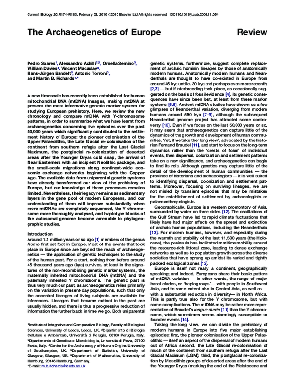 (PDF) The Archaeogenetics of Europe